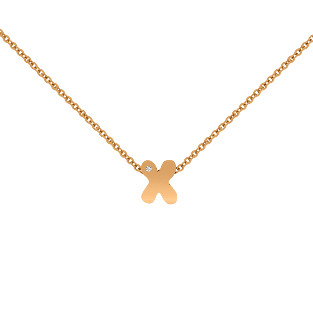 0.01CT Diamond Letter ''X'' Pendant in 14K Gold - Acrodia
