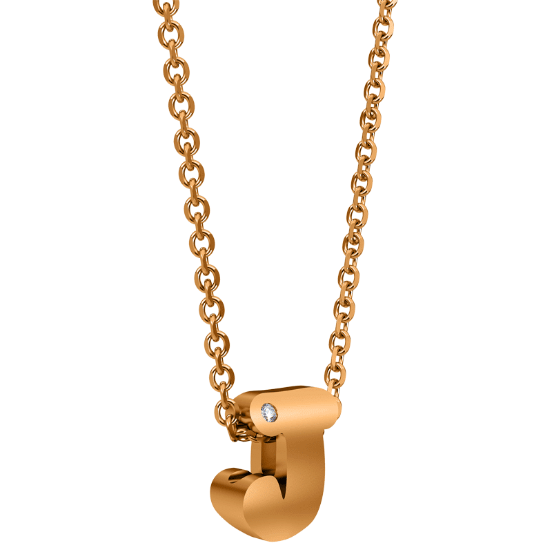 0.01CT Diamond Letter ”J” Pendant in 14K Gold – Acrodia